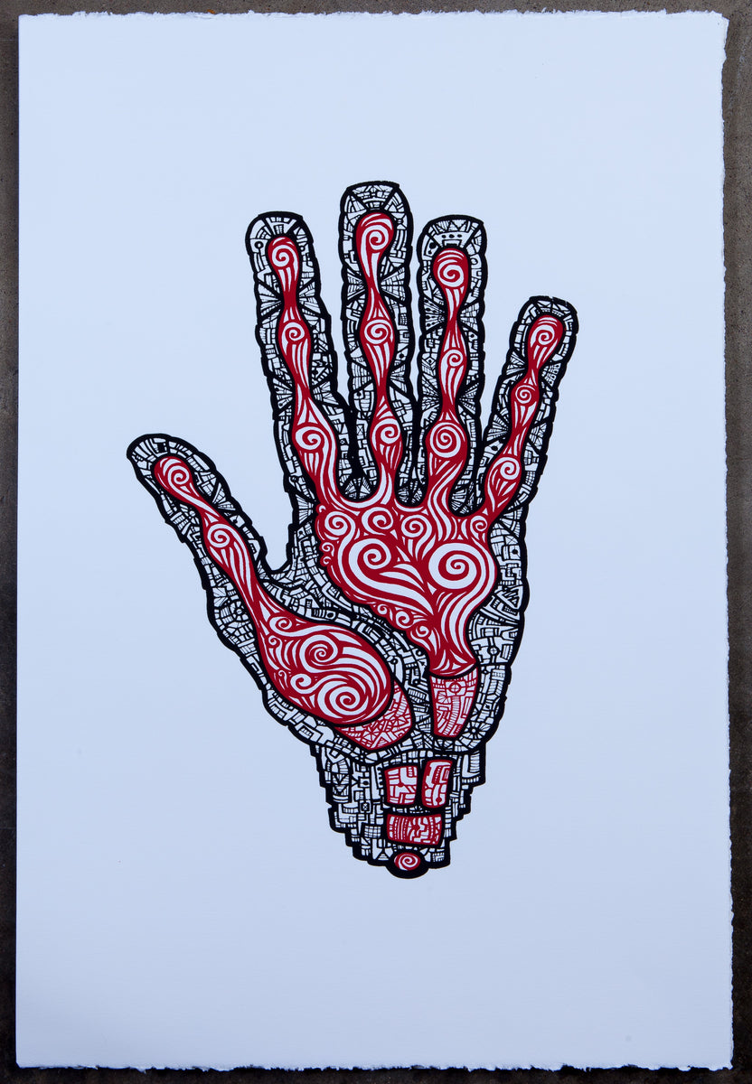 LA MANO - THE HAND - Screen Print Blue / Red – Nailivic Studios